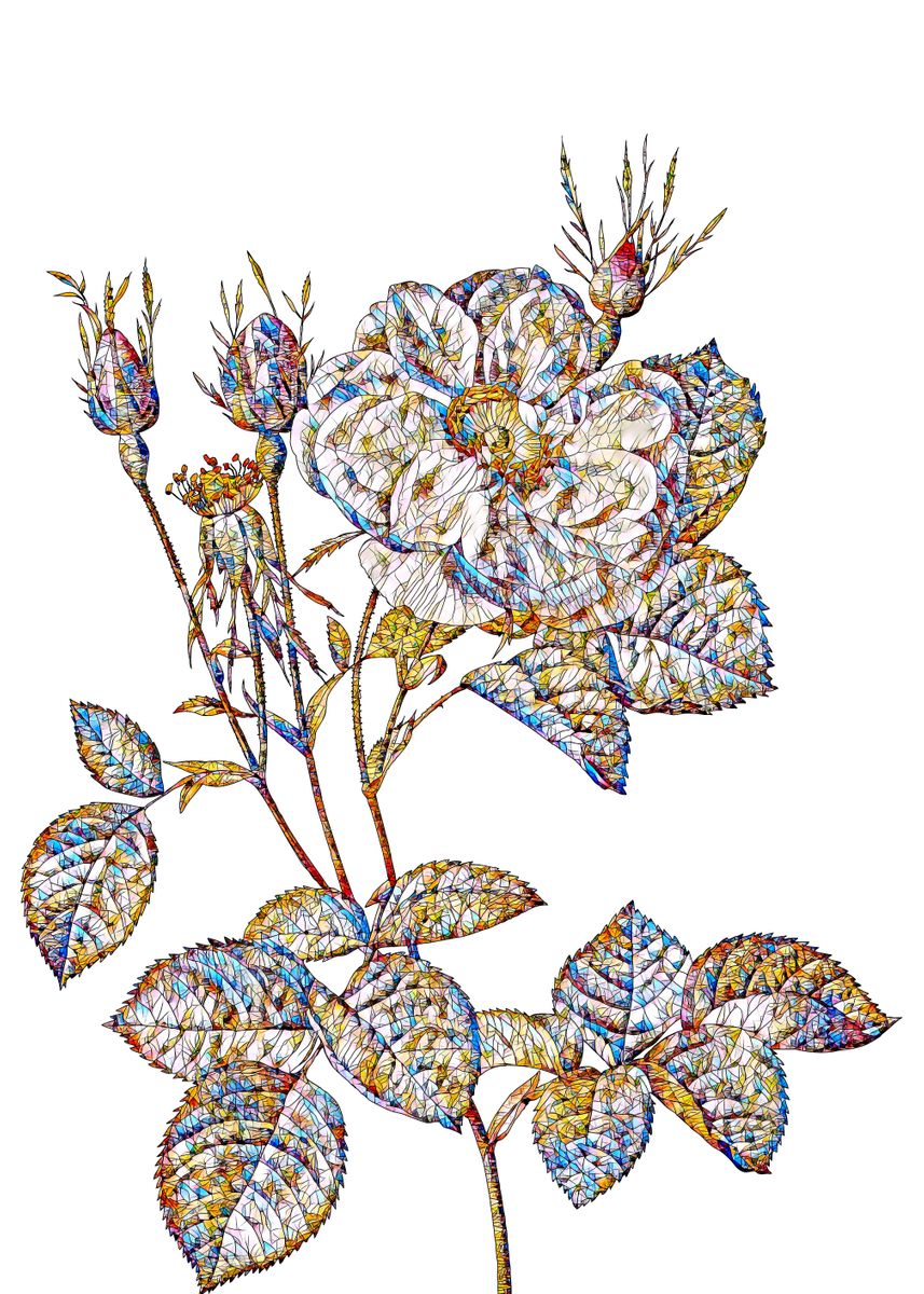 'Stained Glass Rose Flower' Poster, picture, metal print, paint by Holy ...