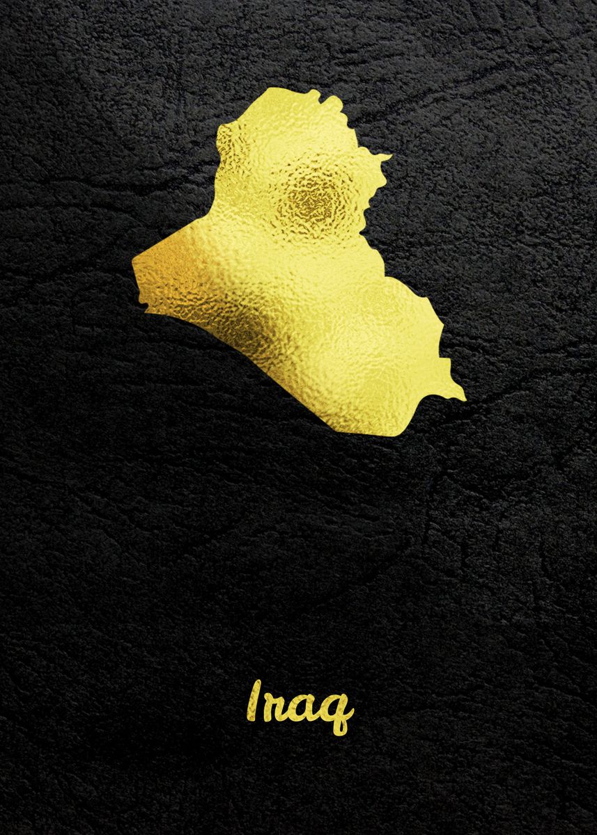 'Golden Map Iraq' Poster, picture, metal print, paint by Waleed Bin ...