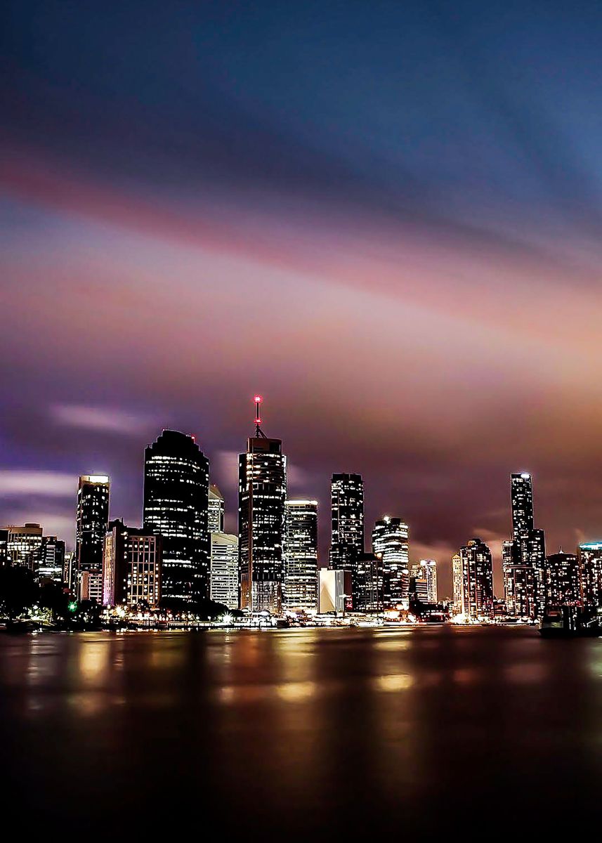 'SUNSET CITY' Poster, picture, metal print, paint by Noa Wraith | Displate