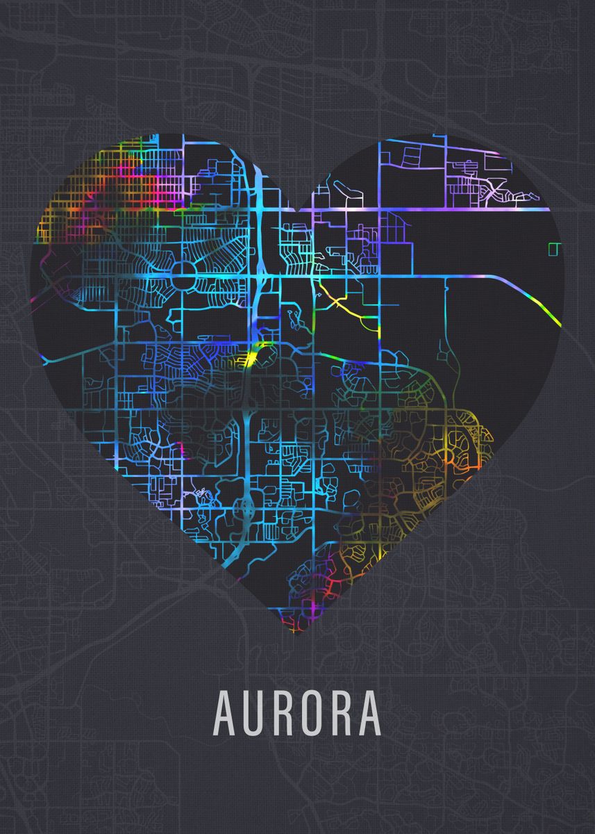 'Aurora California City Map' Poster, picture, metal print, paint by ...