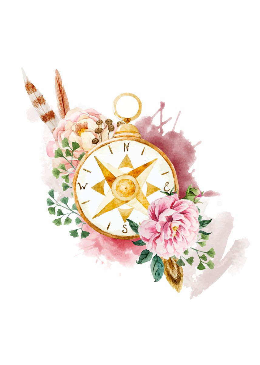 'Compass' Poster, picture, metal print, paint by Iwoko | Displate