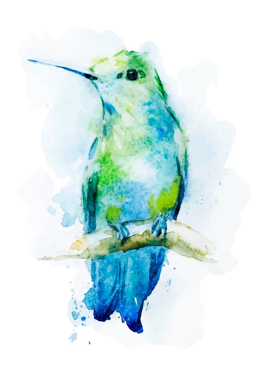 'Hummingbird' Poster, picture, metal print, paint by Iwoko | Displate