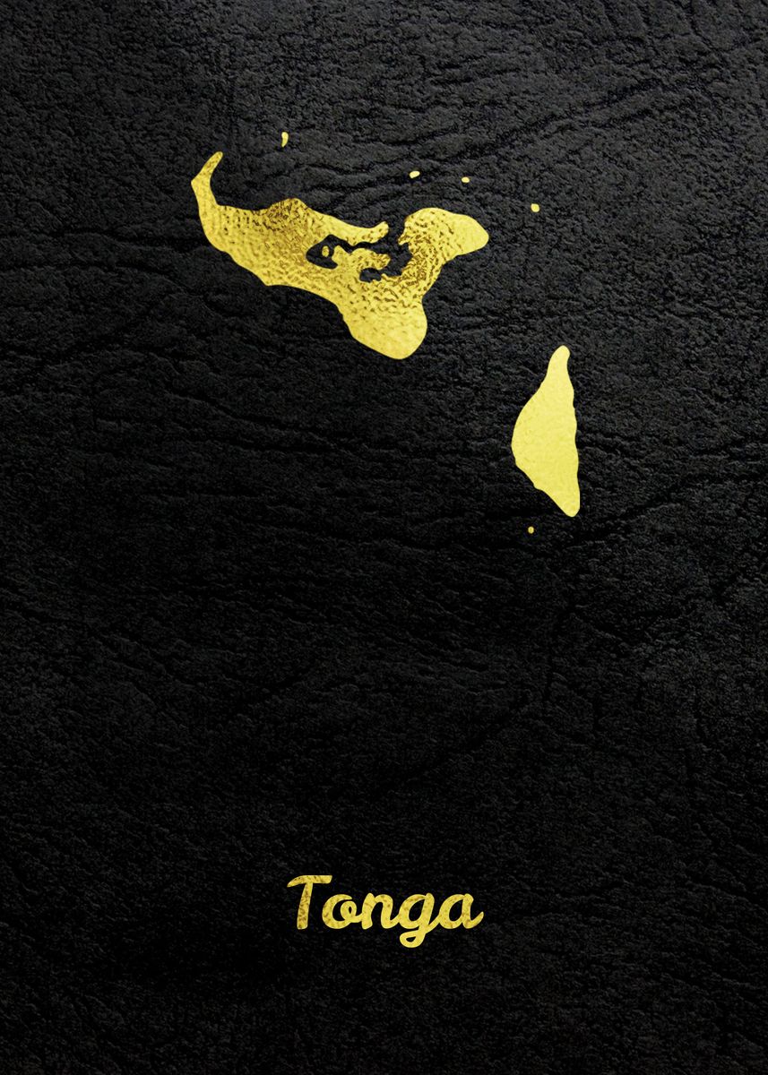 'Golden Map Tonga' Poster, picture, metal print, paint by Waleed Bin ...