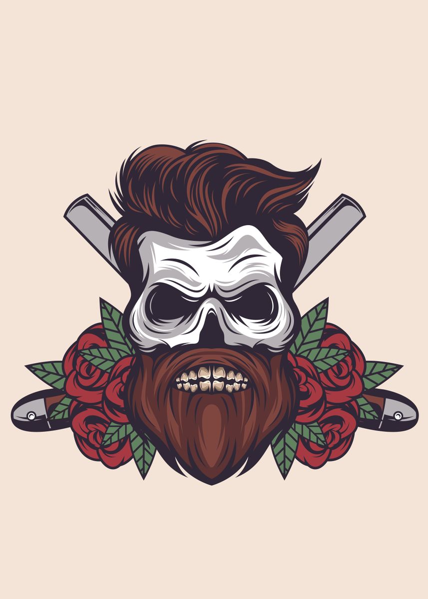 'Skull man' Poster, picture, metal print, paint by Mr X | Displate