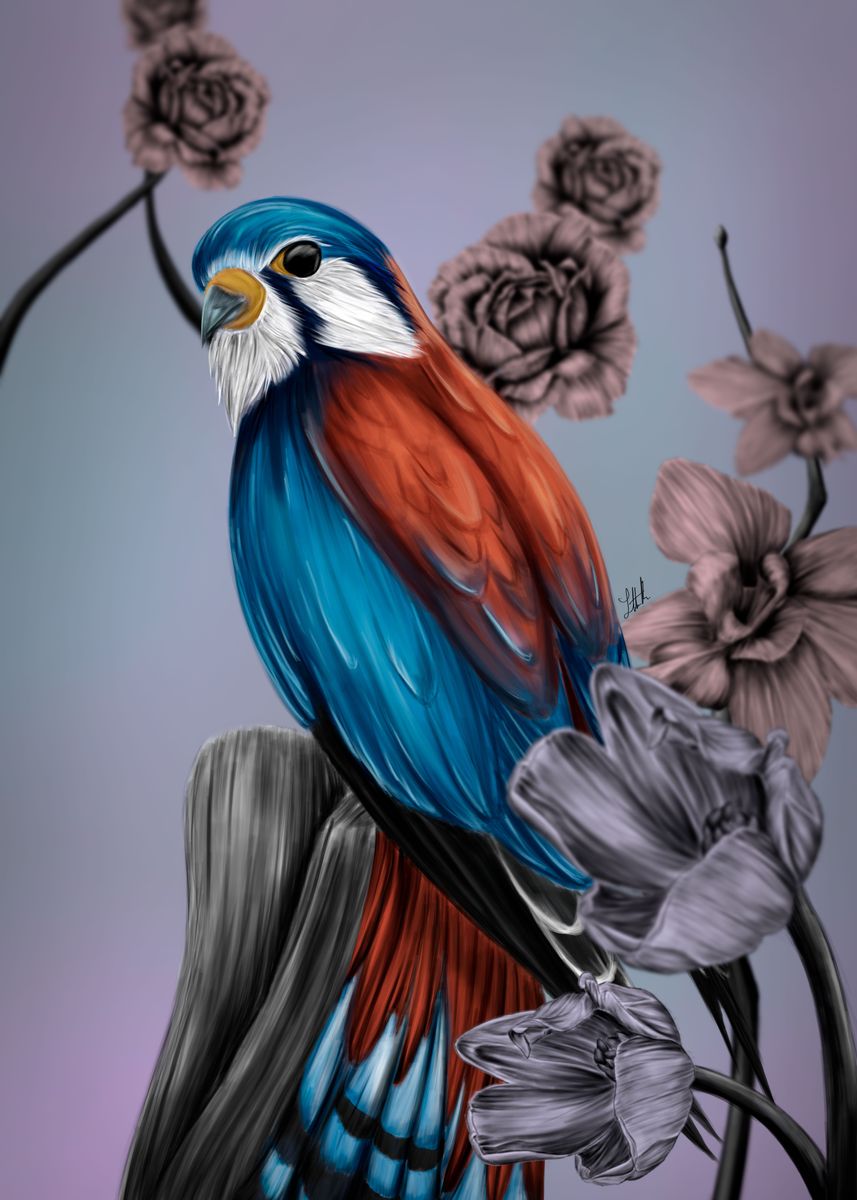 'Falcon-Painting-Metal-Post' Poster, picture, metal print, paint by ...