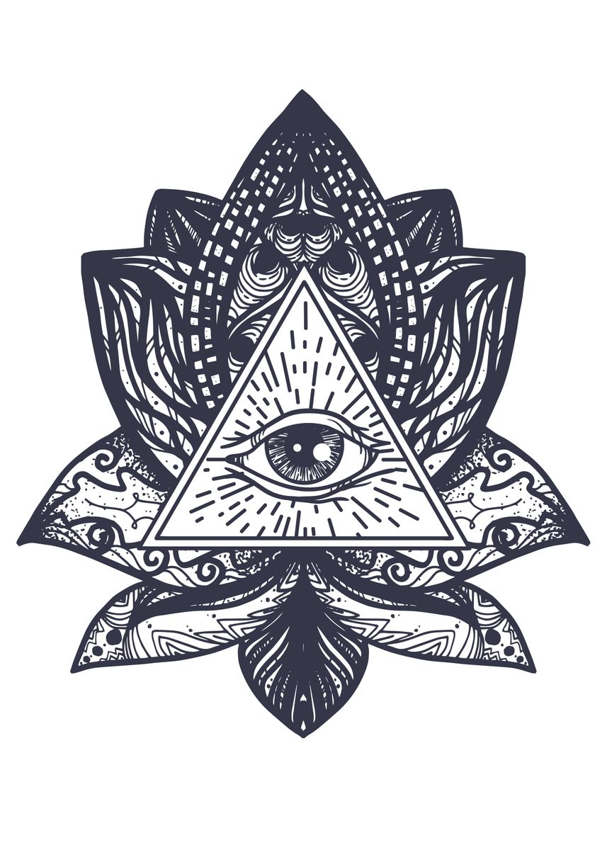 'Eye lotus tattoo' Poster, picture, metal print, paint by Mr X | Displate