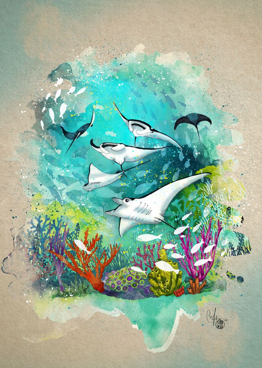 'Under the sea' Poster, picture, metal print, paint by Marine Loup ...