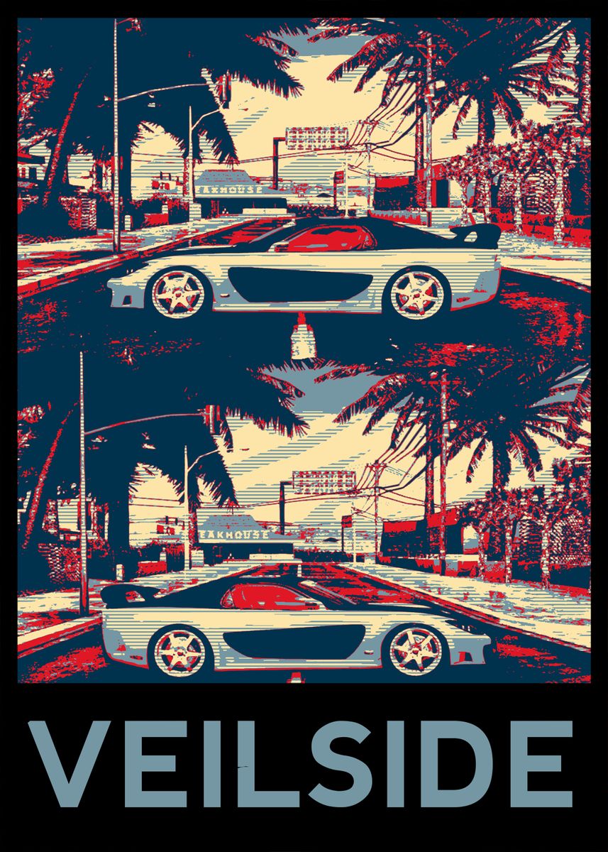 'RX7 Veilside Side Views' Poster, picture, metal print, paint by NoMans ...