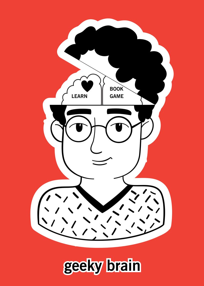 'geeky brain think' Poster, picture, metal print, paint by Zamzam Art ...