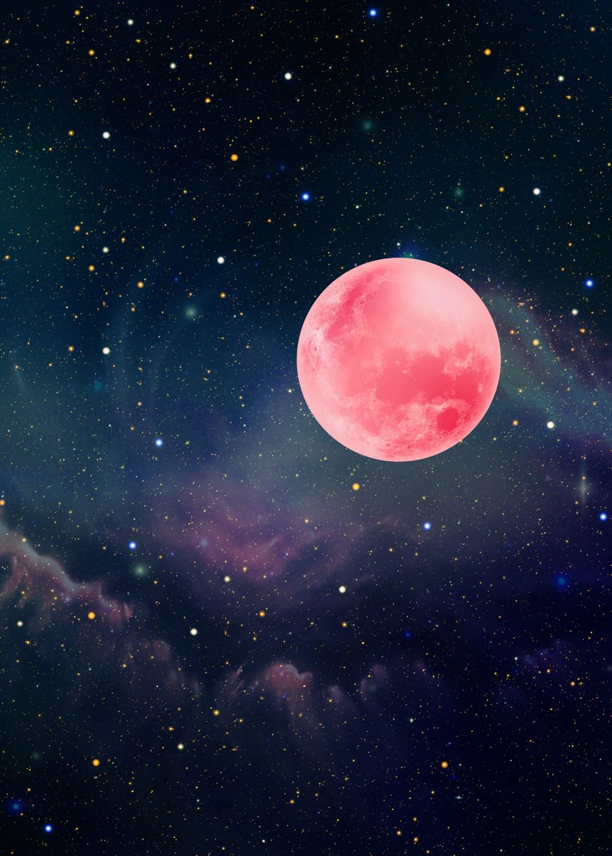 'Pink Moon' Poster, picture, metal print, paint by Cosmo 18 | Displate