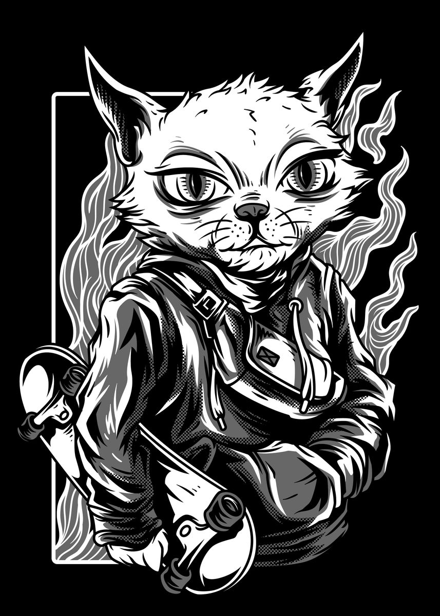 'Hip Cat' Poster, picture, metal print, paint by Gehrman | Displate
