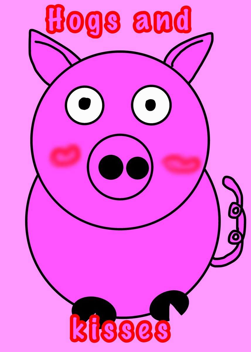 'Hogs and Kisses' Poster, picture, metal print, paint by Cathryn Paulus ...