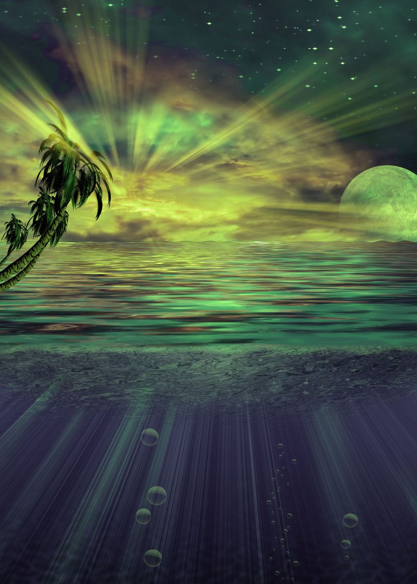 'Tropical mystic light' Poster, picture, metal print, paint by Bruce ...