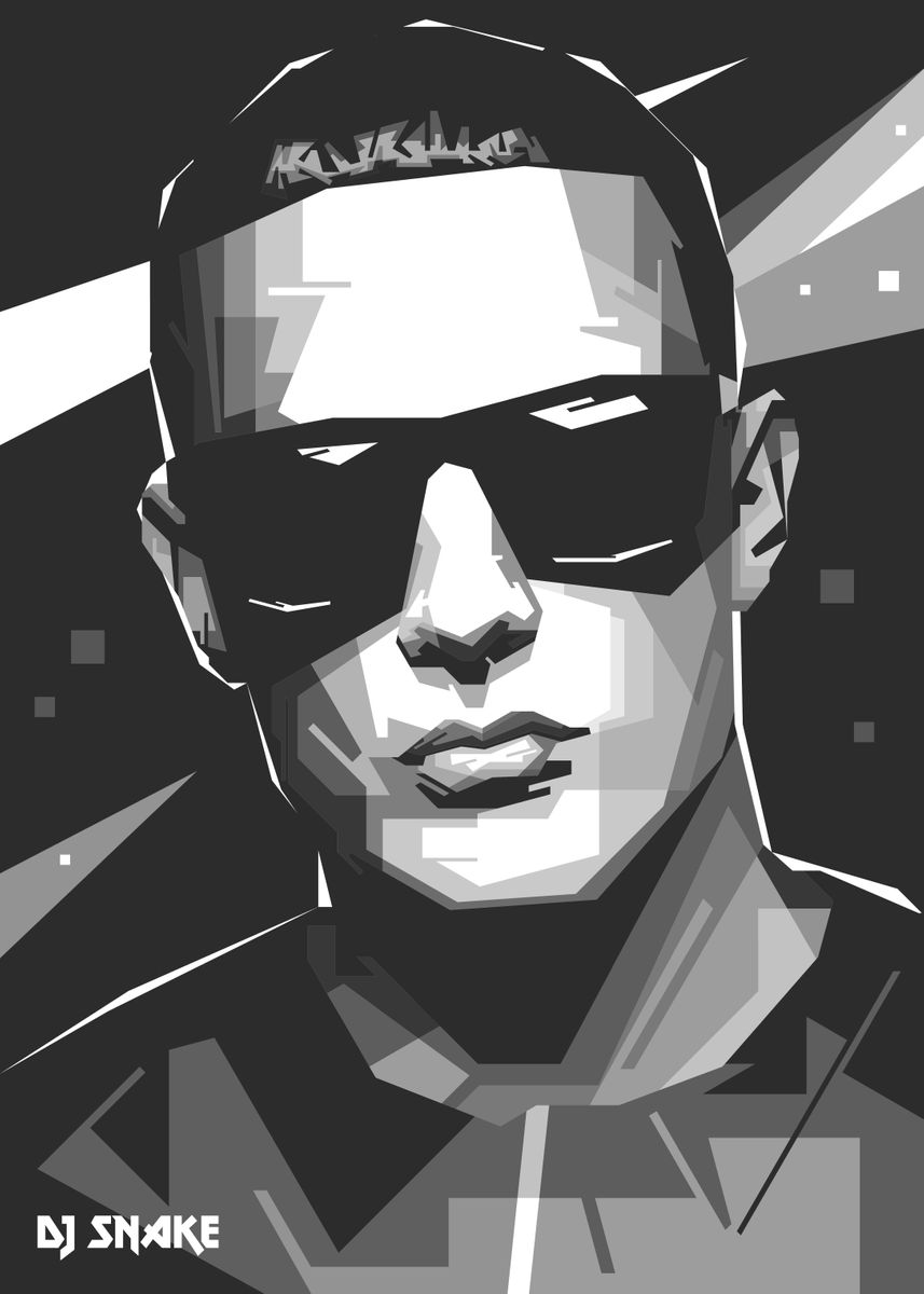 'DJ SNAKE BW WPAP' Poster, picture, metal print, paint by Paradox ...