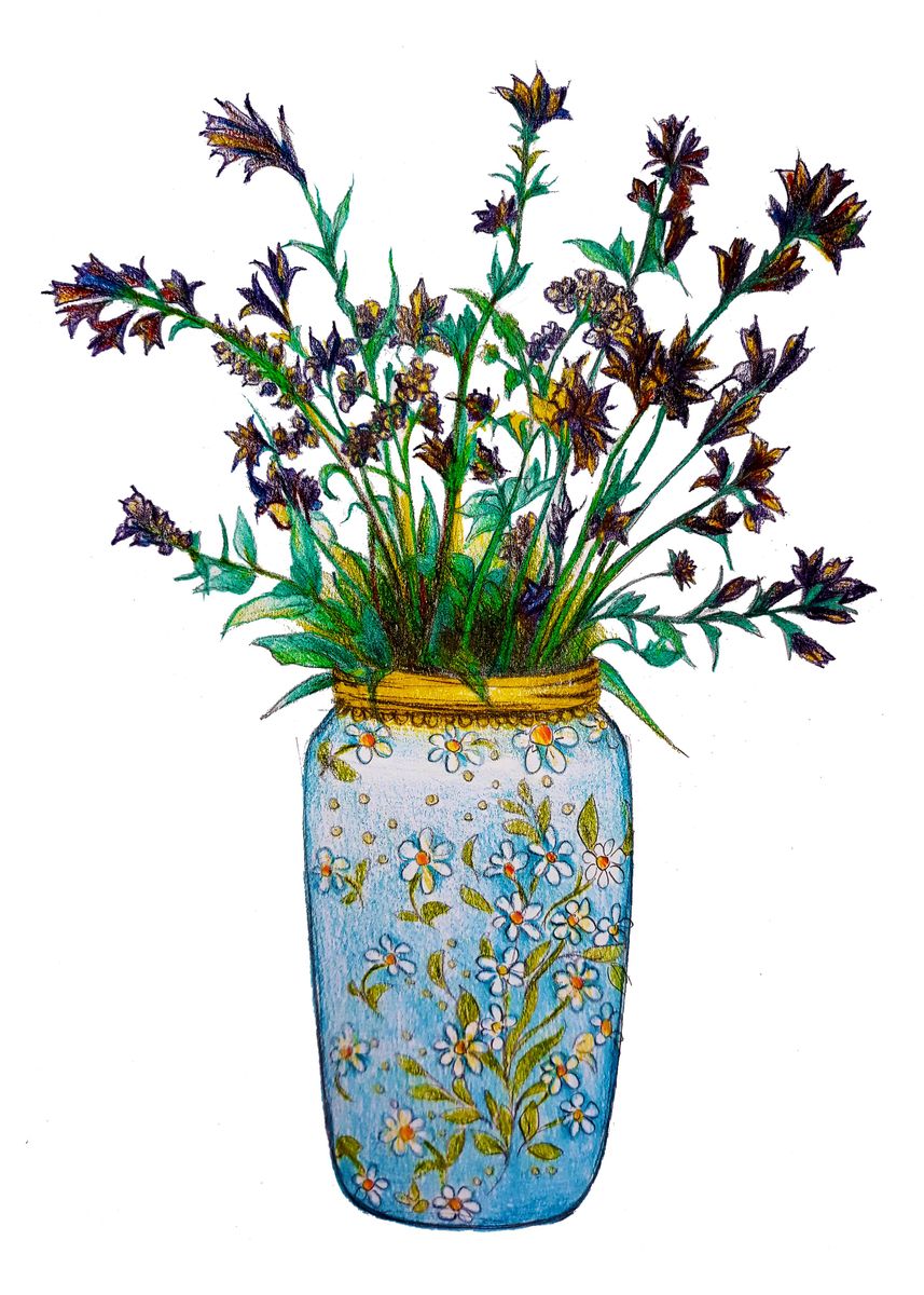 'Cottagecore flower vase' Poster, picture, metal print, paint by Edy ...