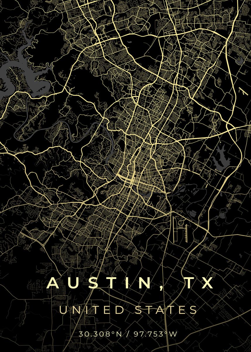 'Austin City Map' Poster by Conceptual Photography | Displate