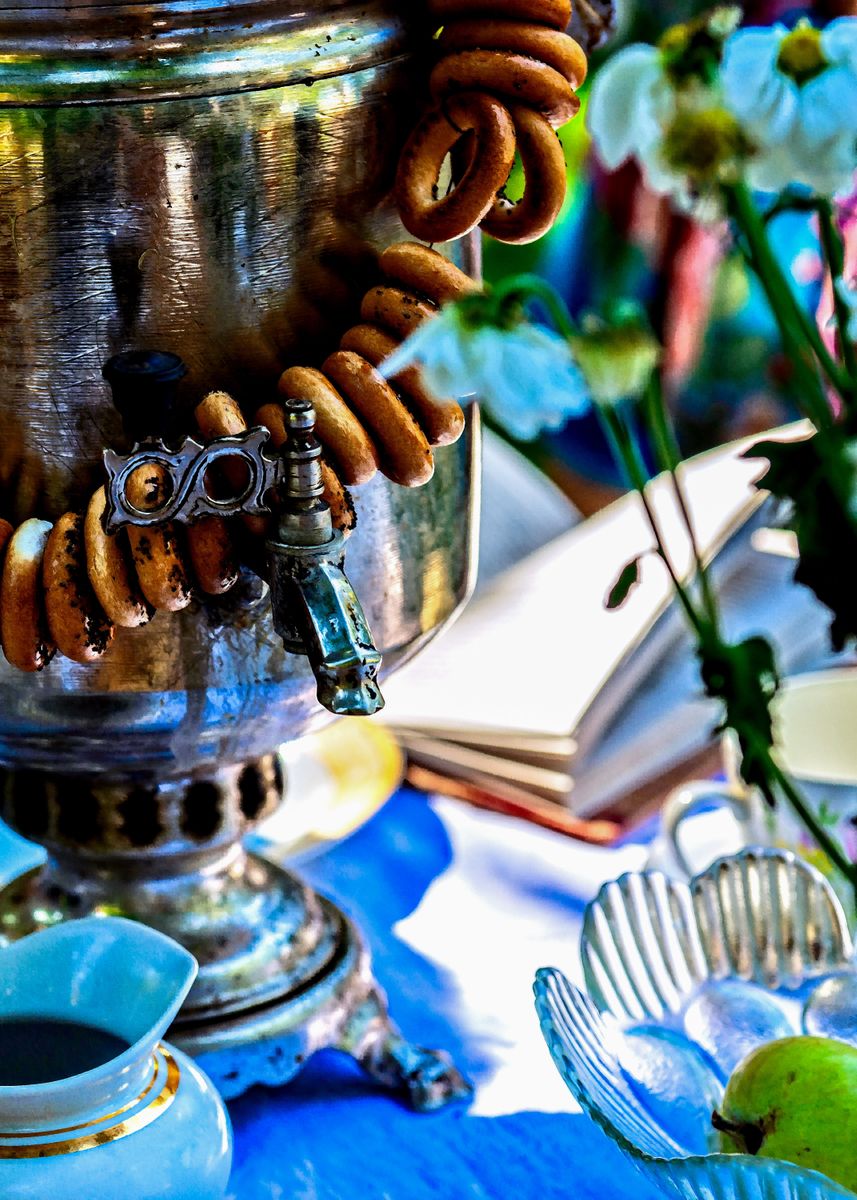 'Summer Garden Morning Tea' Poster by Art Ofphotos | Displate