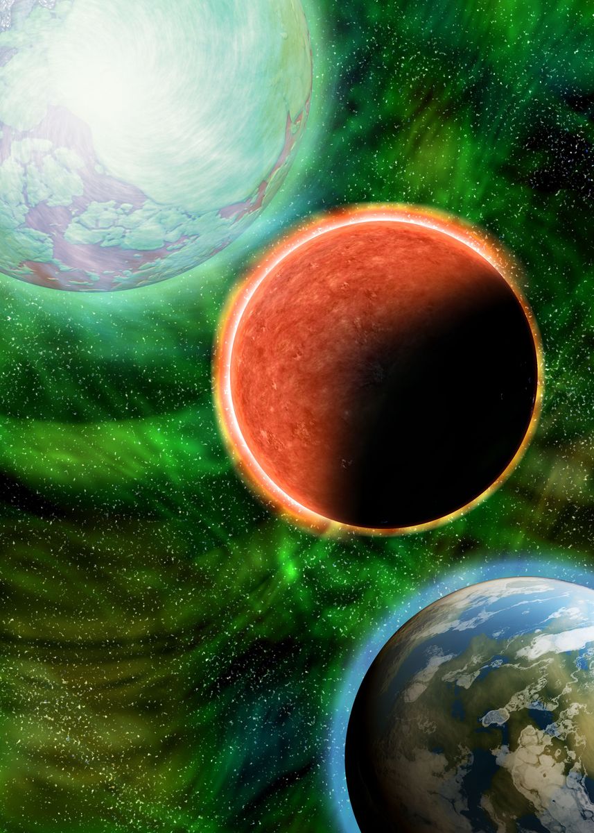 'Planets in outer space' Poster, picture, metal print, paint by ...