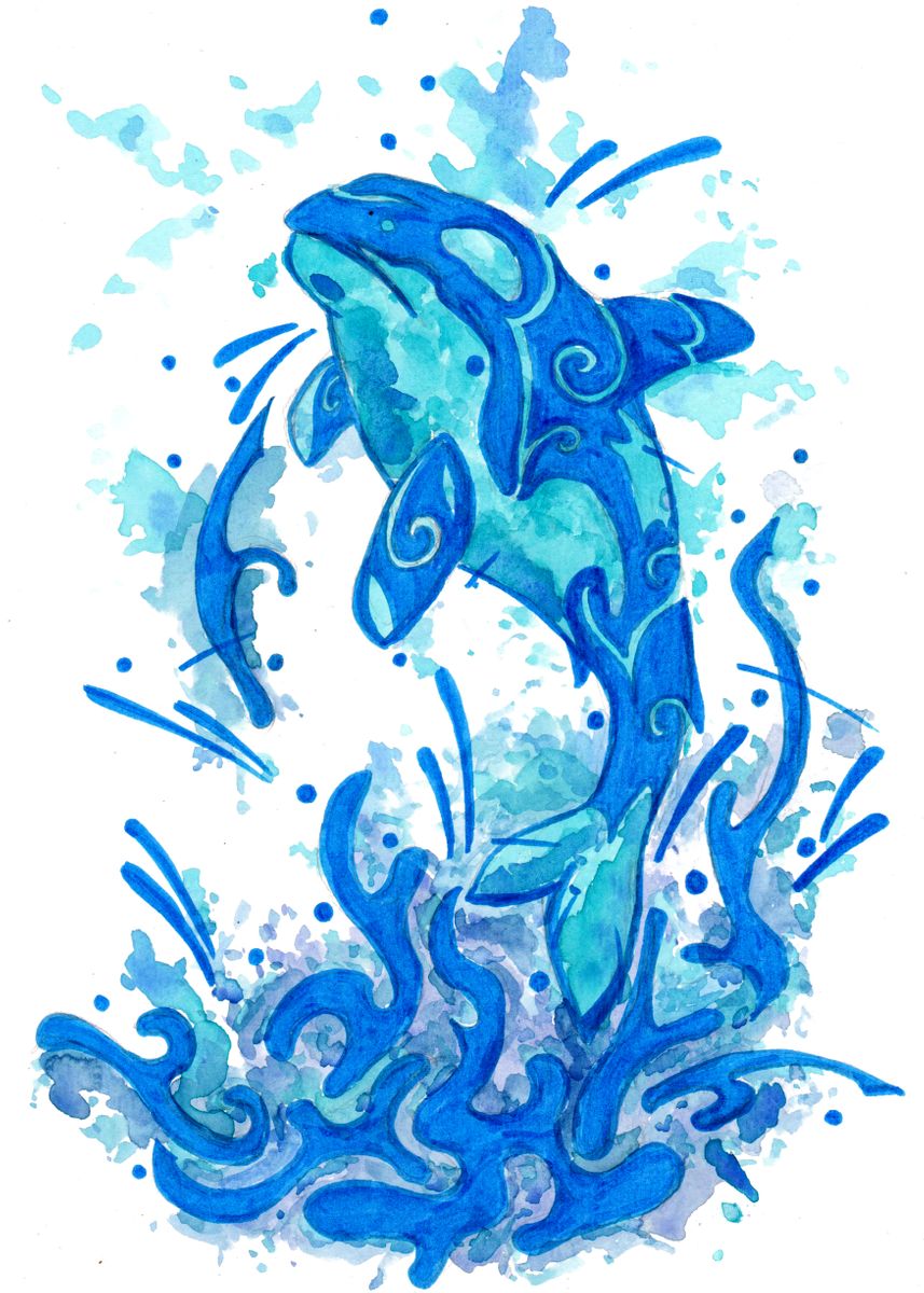 'Blue Orca Whale' Poster, picture, metal print, paint by Sebastian ...