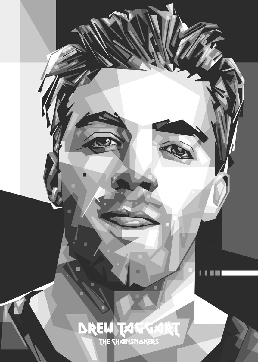 'ANDREW TAGGART BW WPAP' Poster by Paradox Studio | Displate