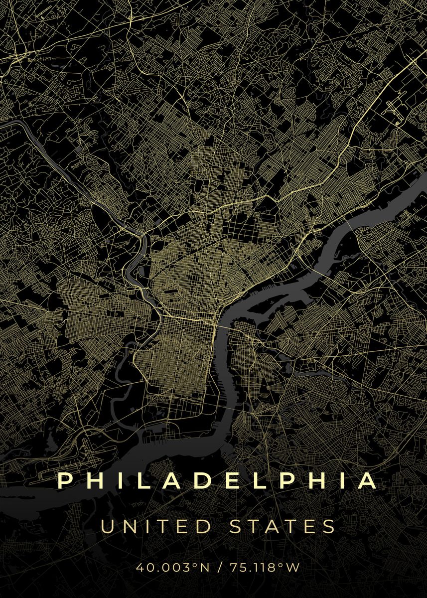 'Philadelphia City Map' Poster, picture, metal print, paint by ...