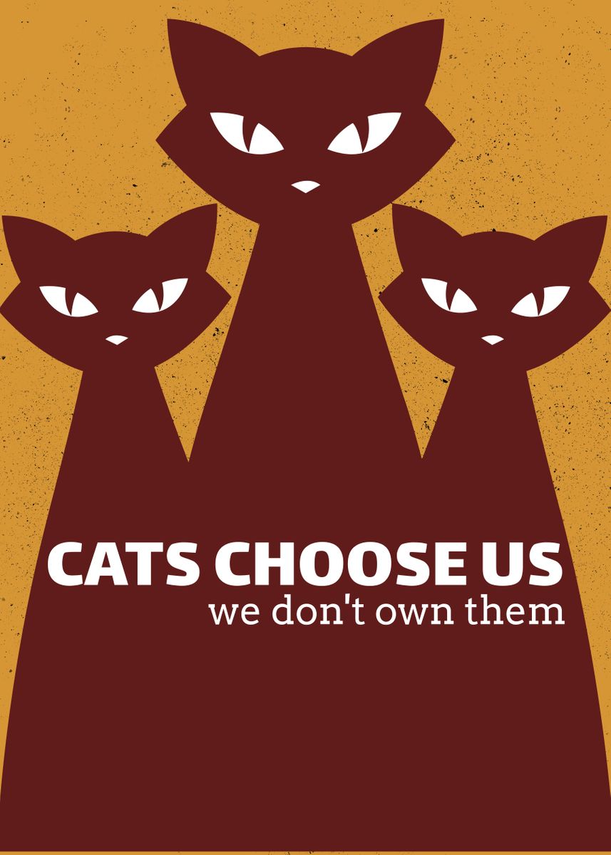'Cats Choose Us' Poster, picture, metal print, paint by Tony dee | Displate