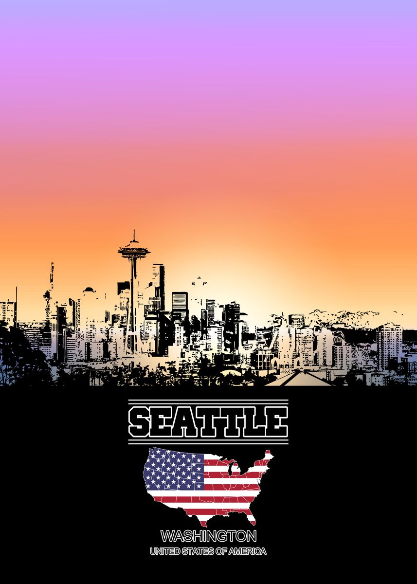 'Seattle' Poster by Printed Artings | Displate