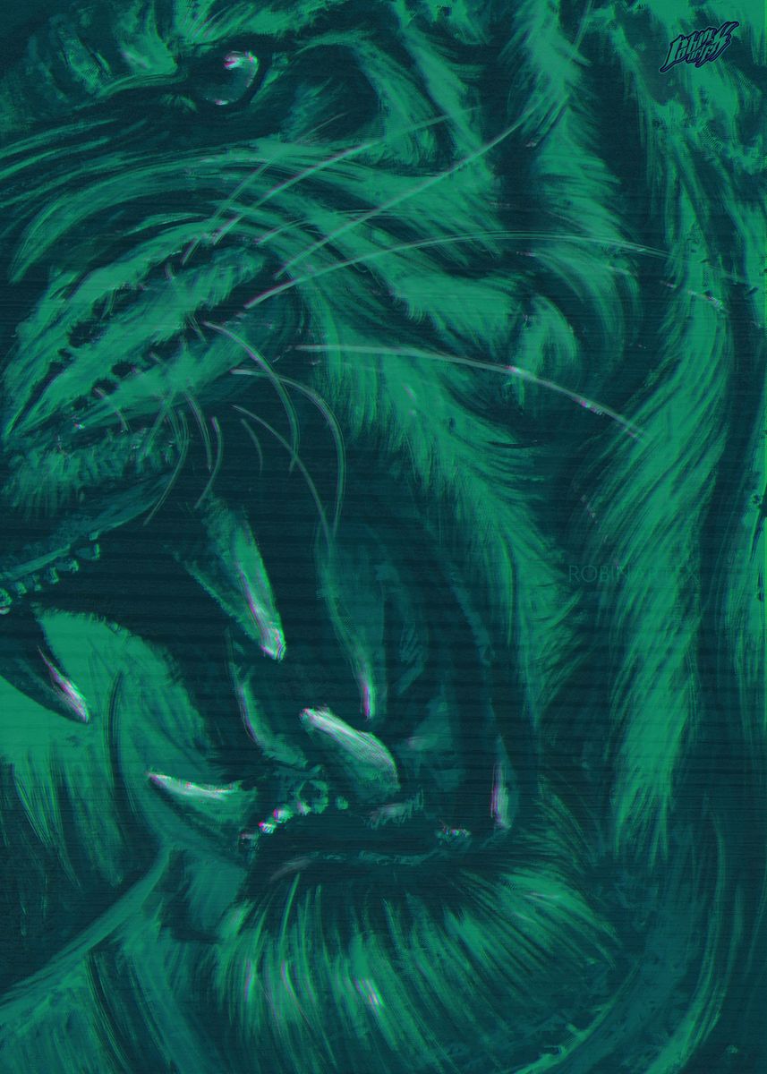 'Green Tiger' Poster, picture, metal print, paint by Robinson Rozario ...