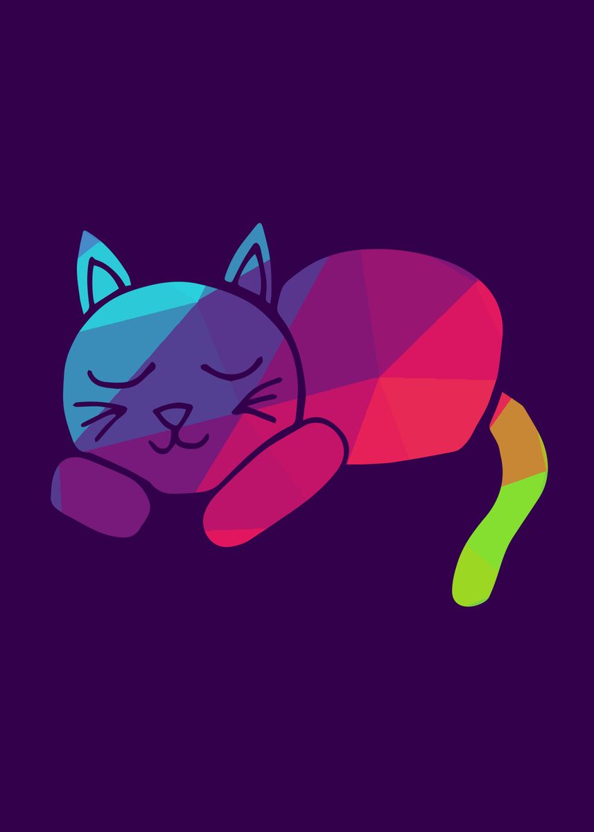 'Rainbow Cat 11' Poster, picture, metal print, paint by Maricris M ...