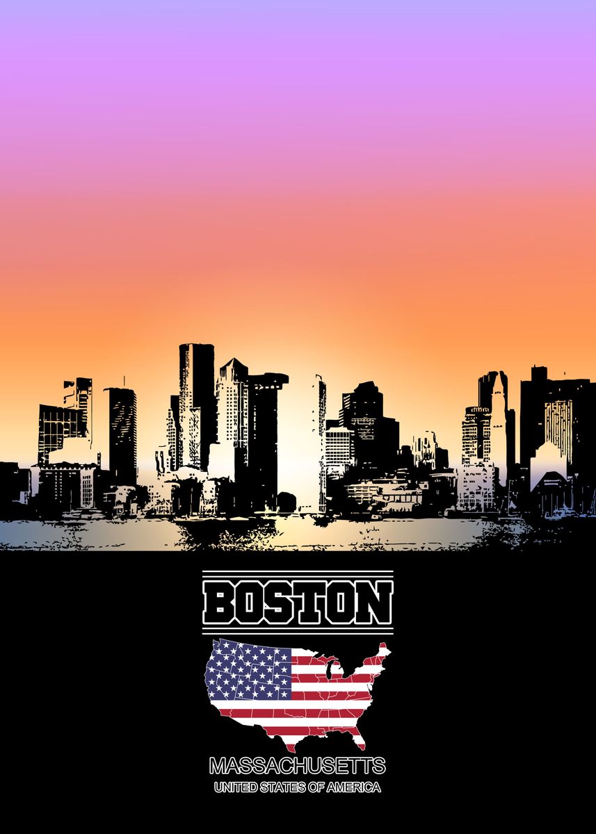 'Boston' Poster, picture, metal print, paint by Printed Artings | Displate