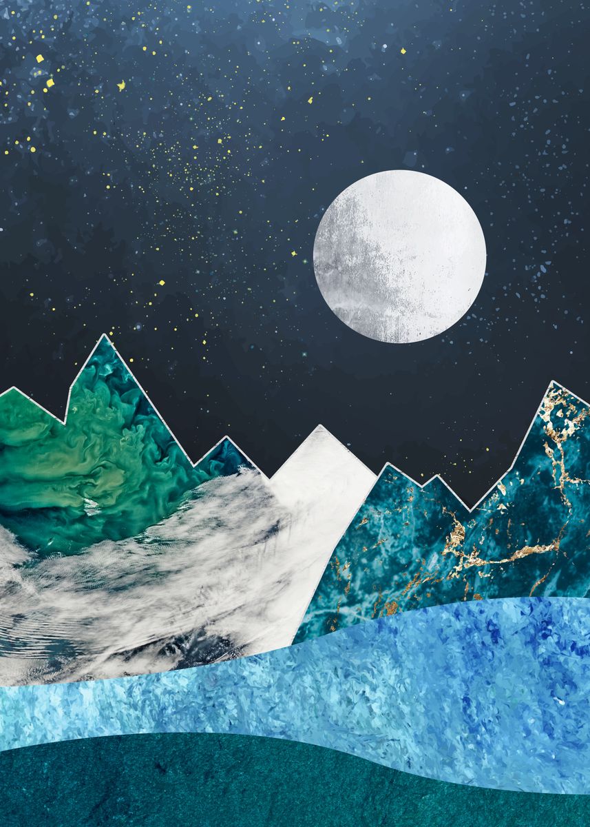 'Moonlight' Poster, picture, metal print, paint by Mateusz Ślemp | Displate