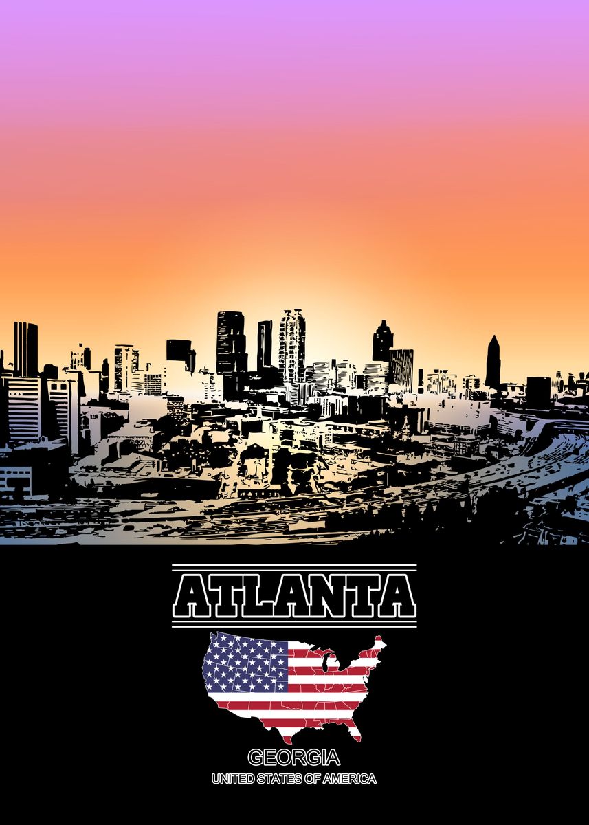 'Atlanta' Poster, picture, metal print, paint by Printed Artings | Displate