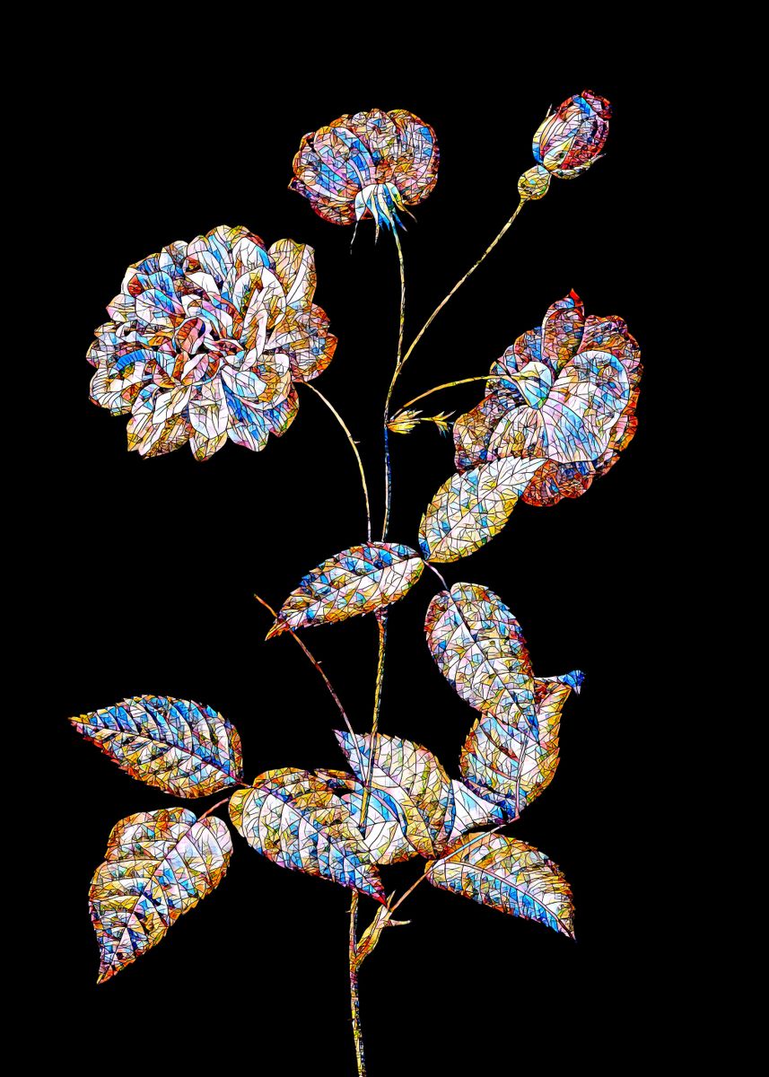 'Prismatic Rose Mosaic' Poster, picture, metal print, paint by Holy ...
