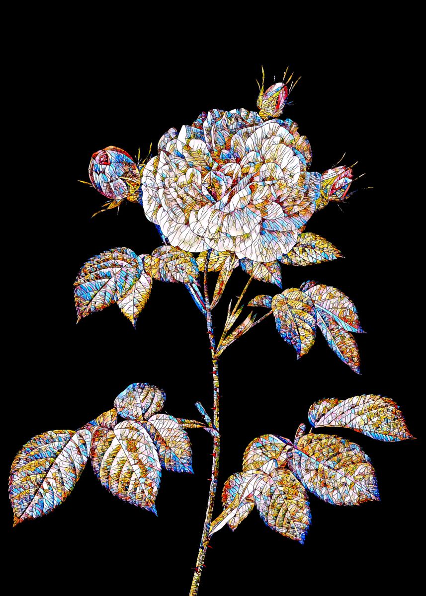 'Prismatic Rose Mosaic' Poster, picture, metal print, paint by Holy ...