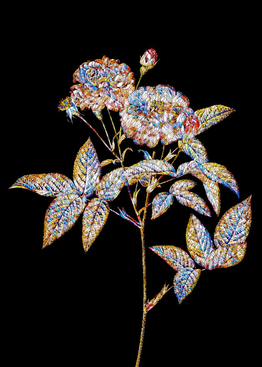 'Prismatic Rose Mosaic' Poster, picture, metal print, paint by Holy ...