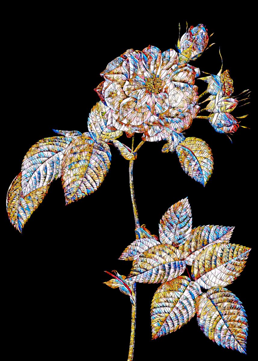 'Stained Glass Rose Flower' Poster, picture, metal print, paint by Holy ...