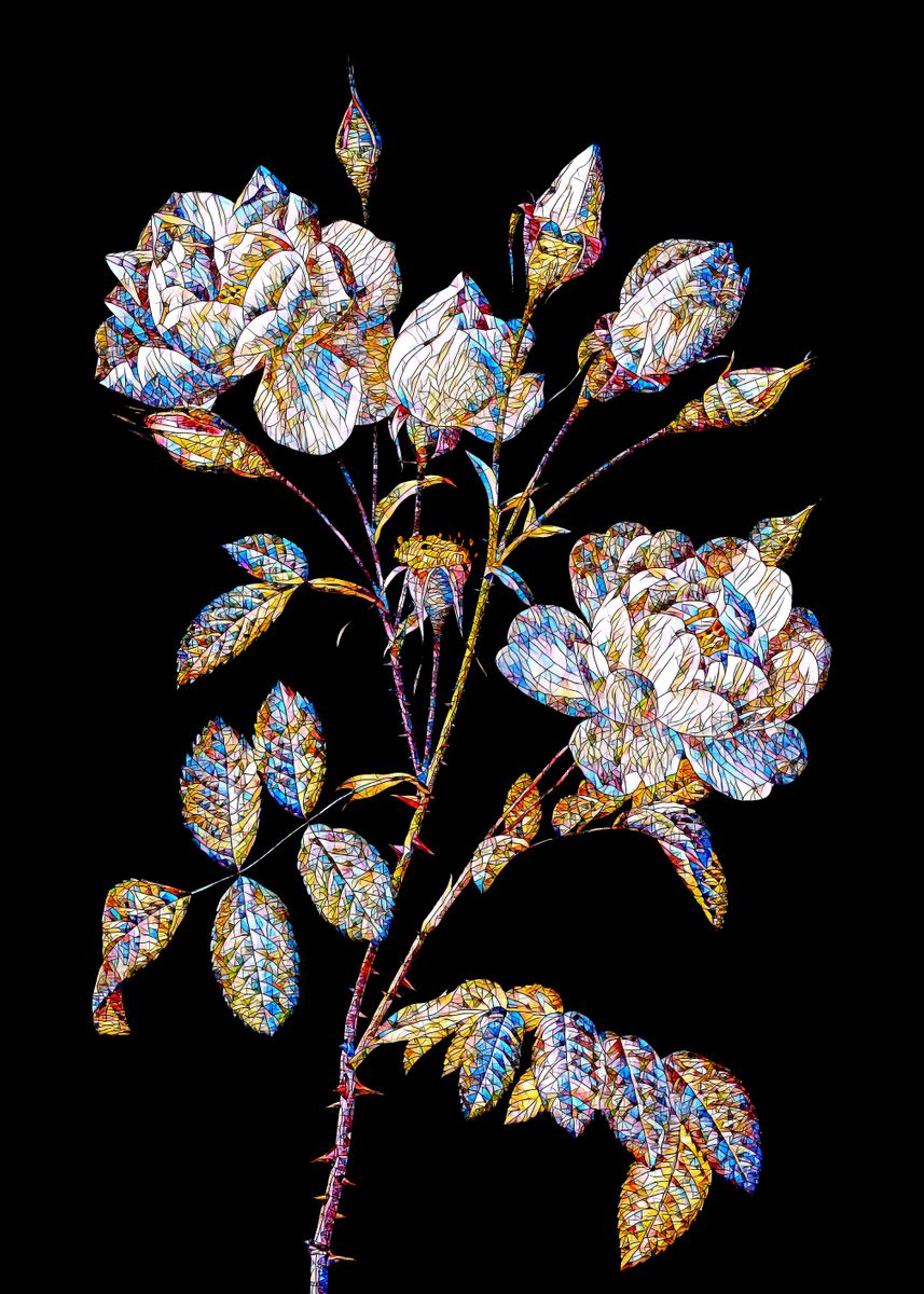 'Prismatic Rose Mosaic' Poster by Holy Rock Design | Displate
