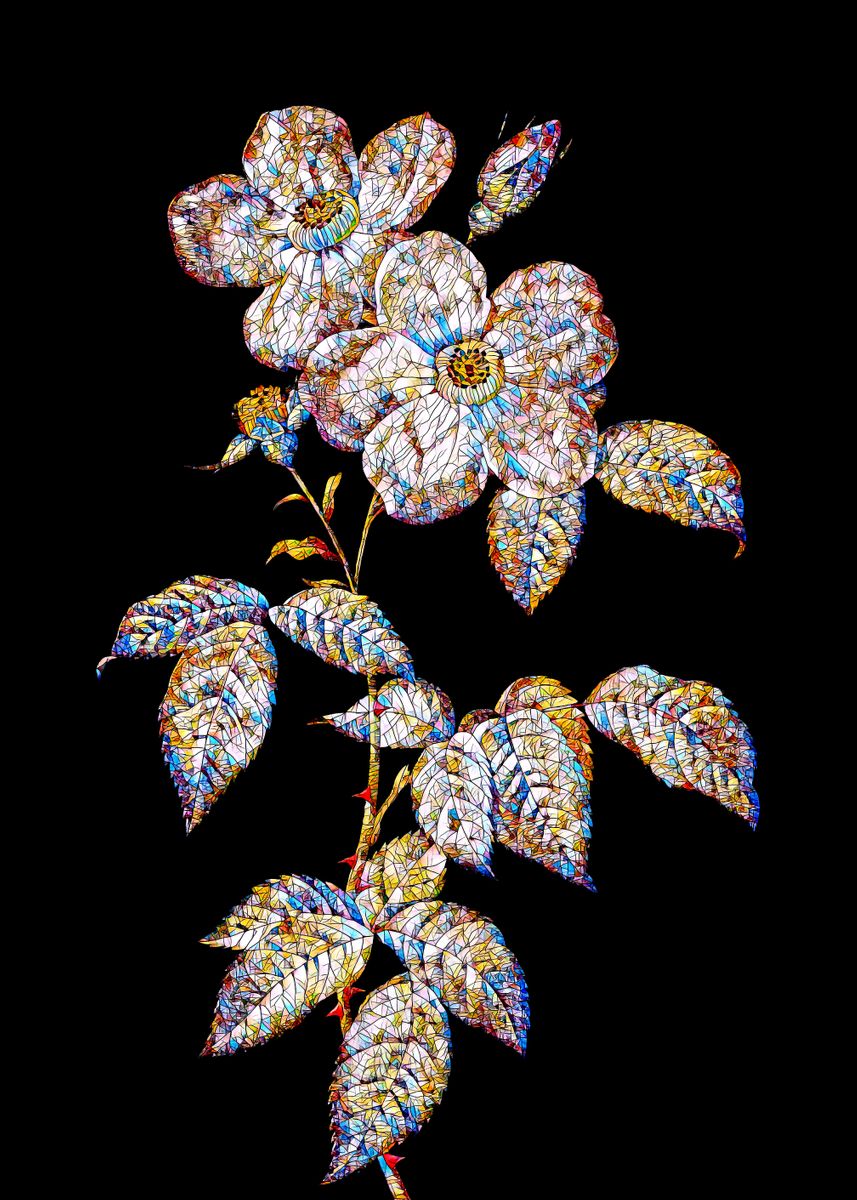 'Prismatic Rose Mosaic' Poster, picture, metal print, paint by Holy ...