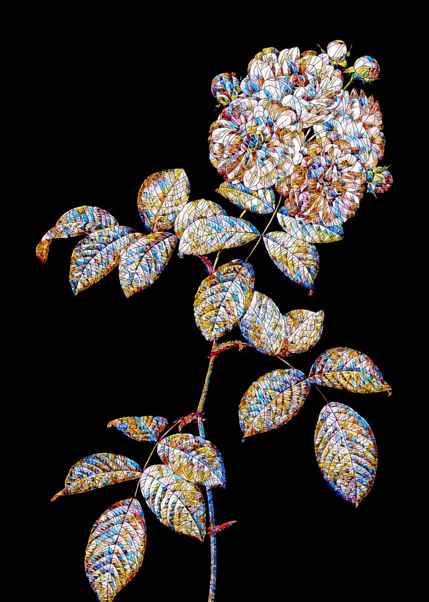 'Prismatic Rose Mosaic' Poster, picture, metal print, paint by Holy ...