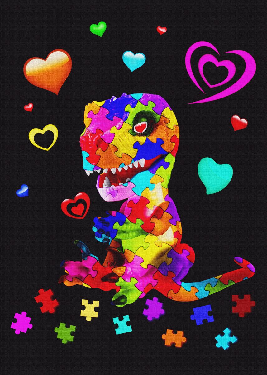 'Autism Awareness Dino' Poster by Xeire Displates | Displate