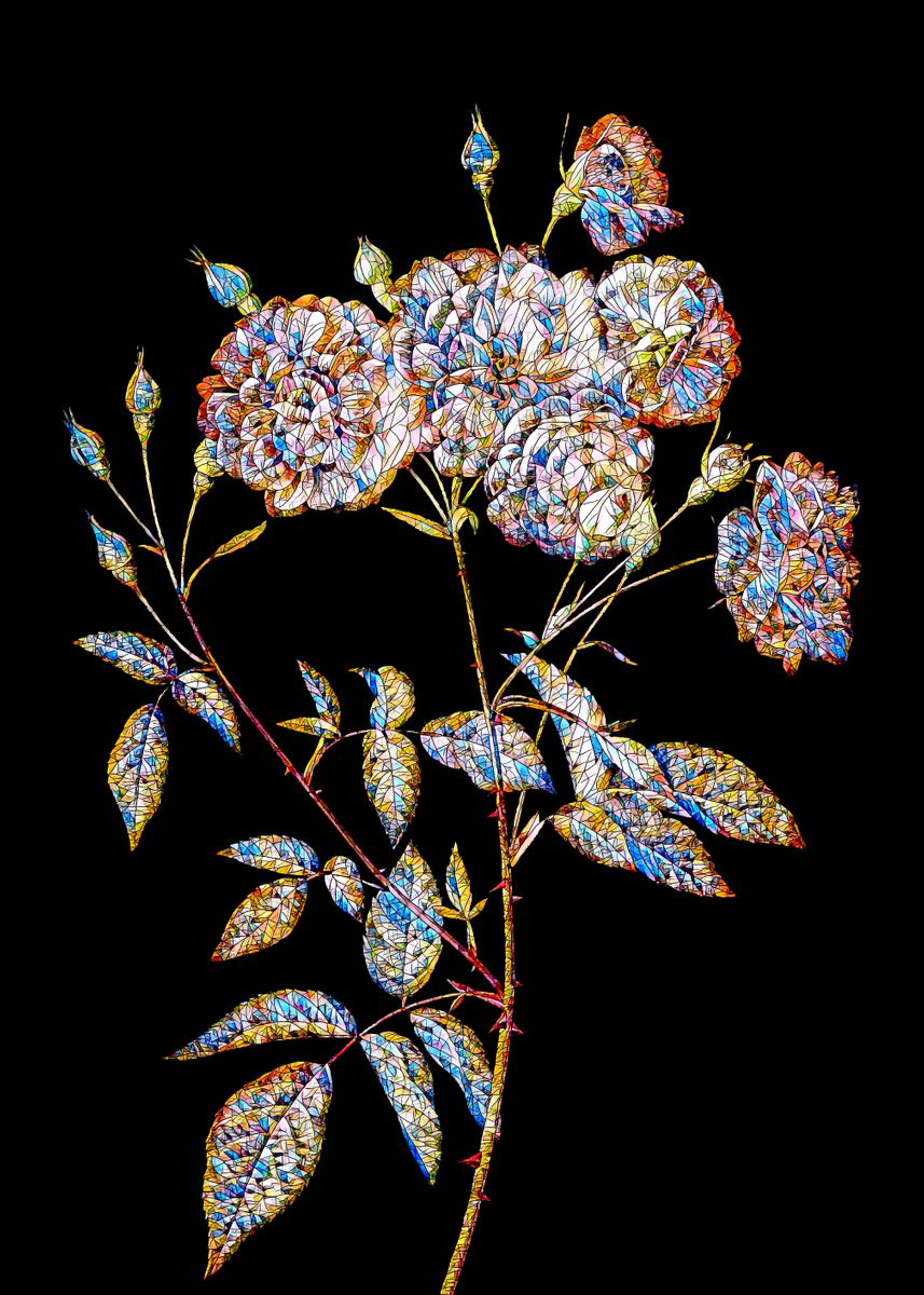 'Prismatic Rose Mosaic' Poster, picture, metal print, paint by Holy ...