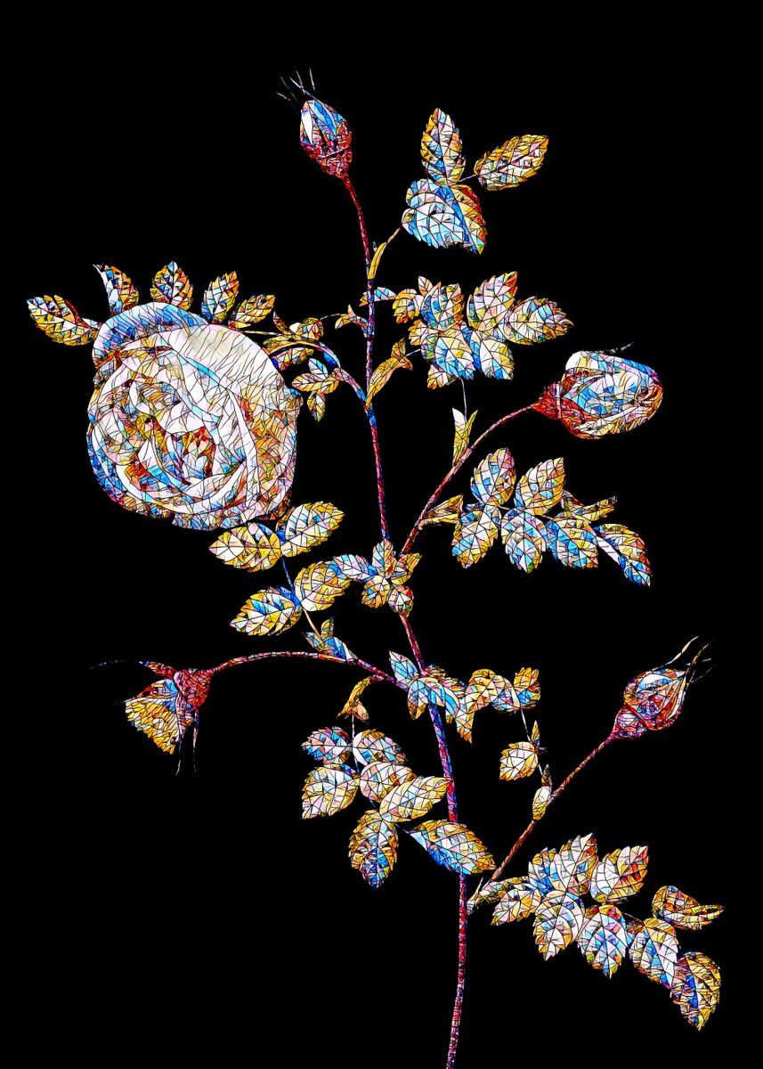 'Prismatic Rose Mosaic' Poster, picture, metal print, paint by Holy ...