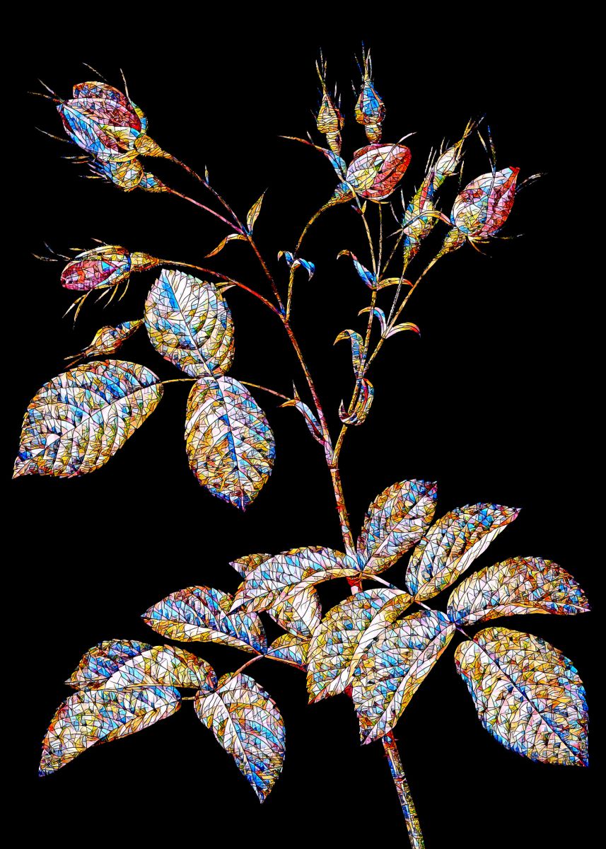 'Stained Glass Rose Flower' Poster, picture, metal print, paint by Holy ...