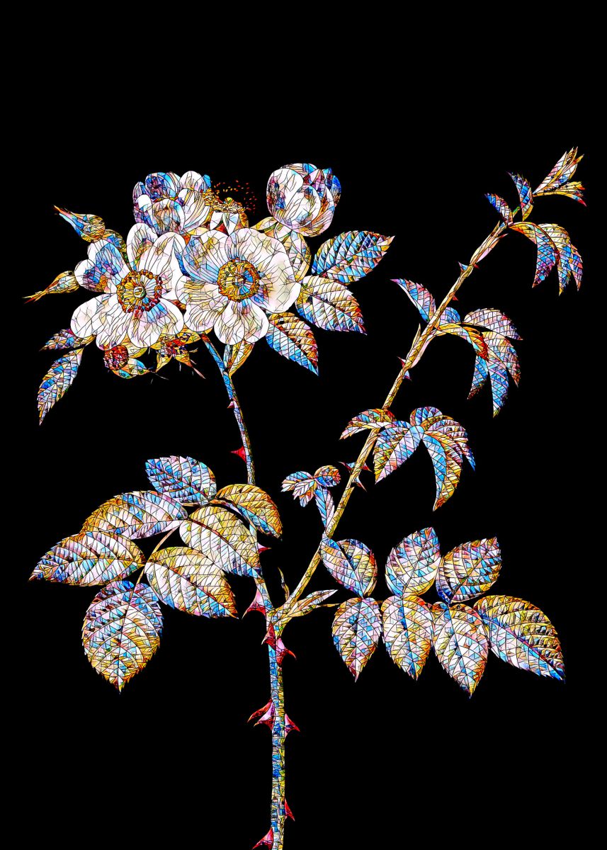 'Stained Glass Rose Flower' Poster, picture, metal print, paint by Holy ...