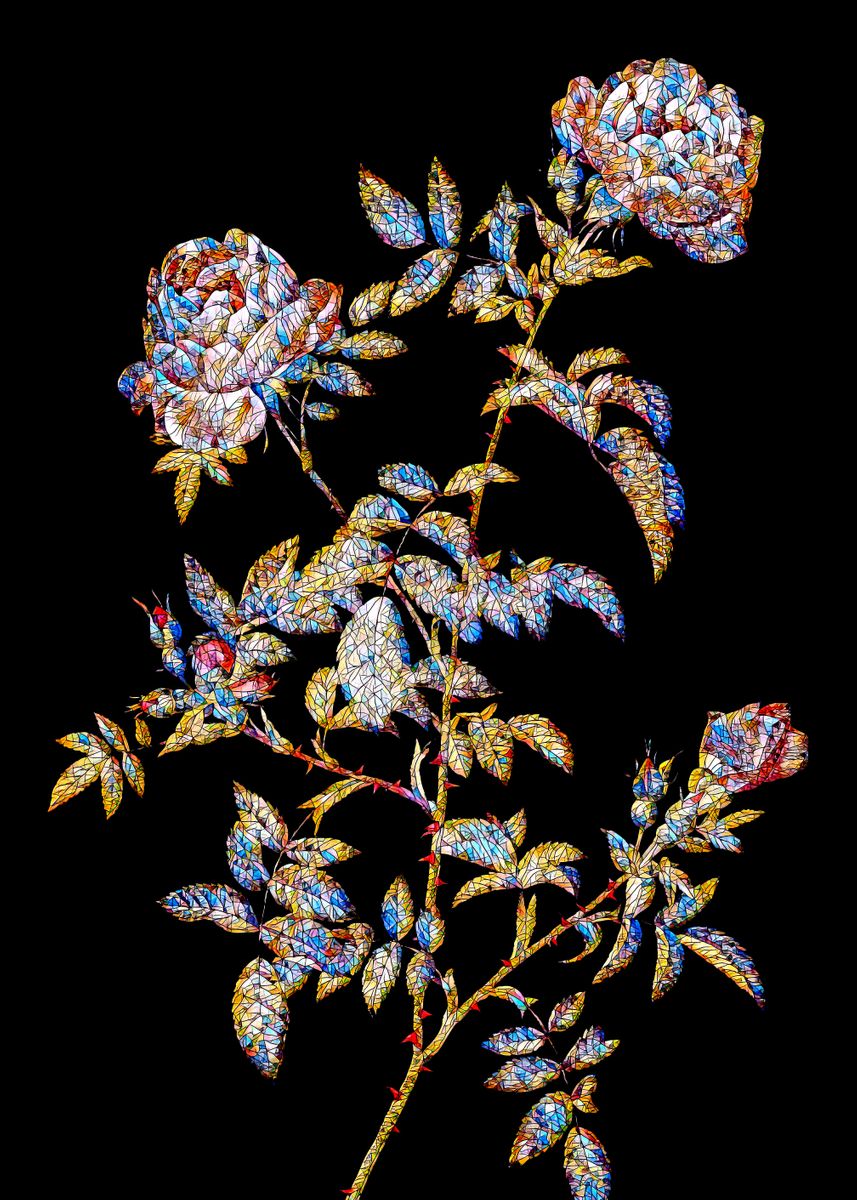'Prismatic Rose Mosaic' Poster by Holy Rock Design | Displate