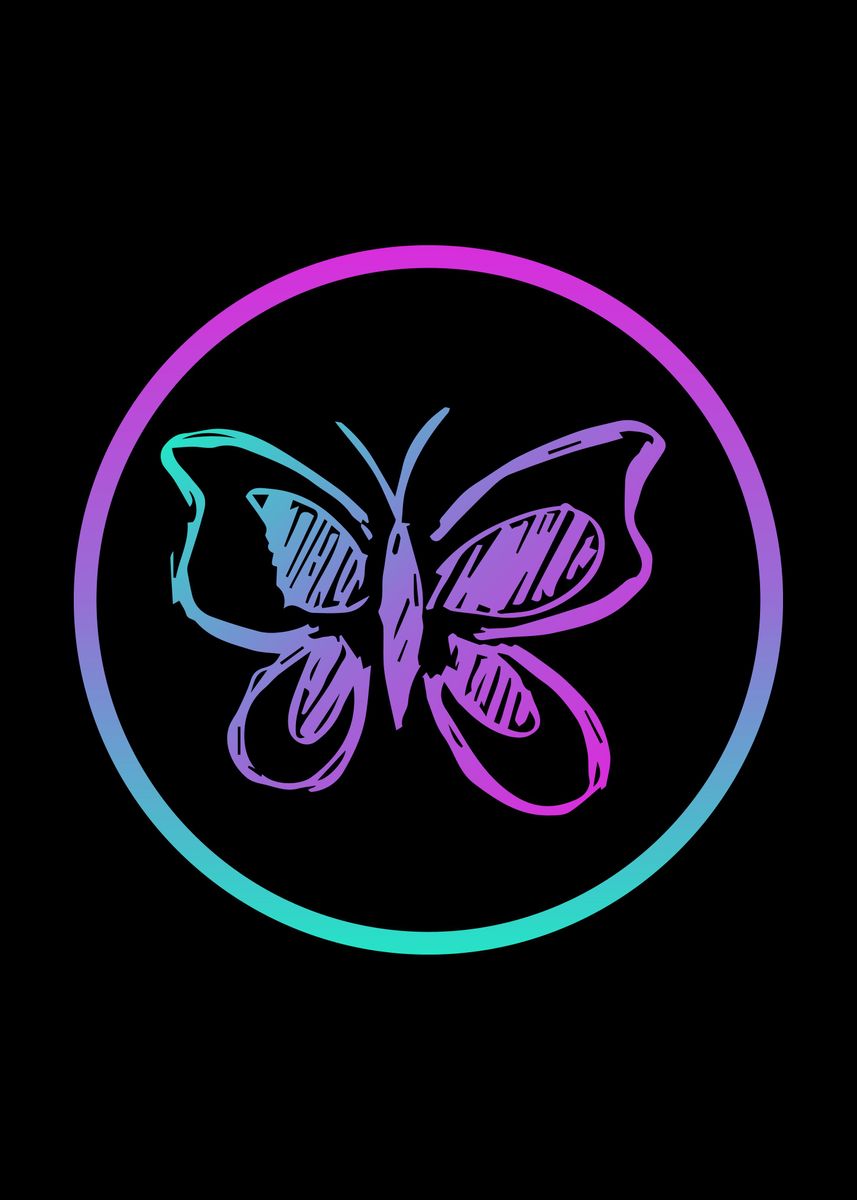 'Neon Butterfly 1' Poster, picture, metal print, paint by Maricris M ...