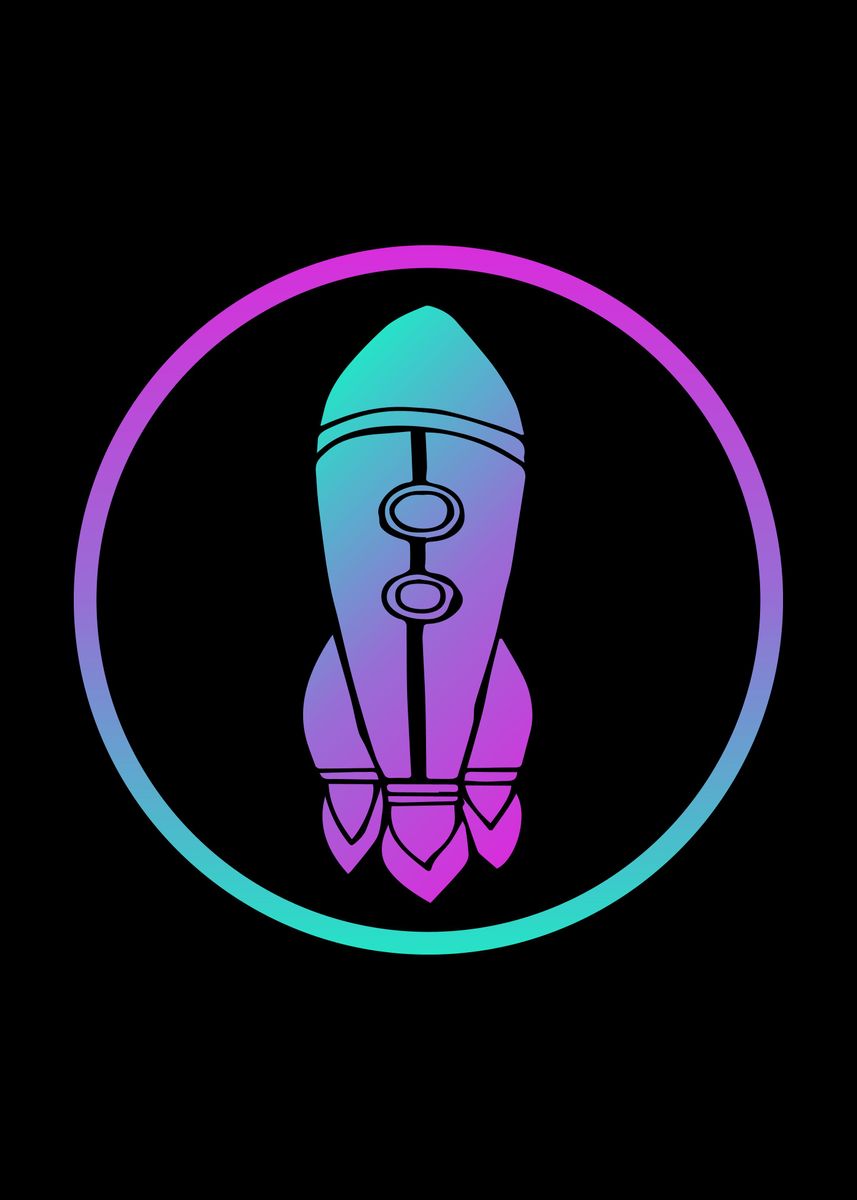 'Neon Rocket Ship 2' Poster, picture, metal print, paint by Maricris M ...