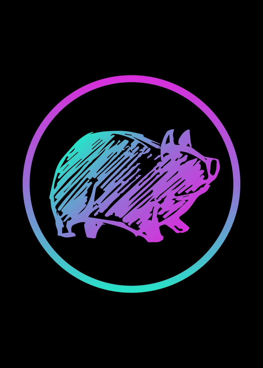 'Neon Pig Animal 8' Poster, picture, metal print, paint by Maricris M ...