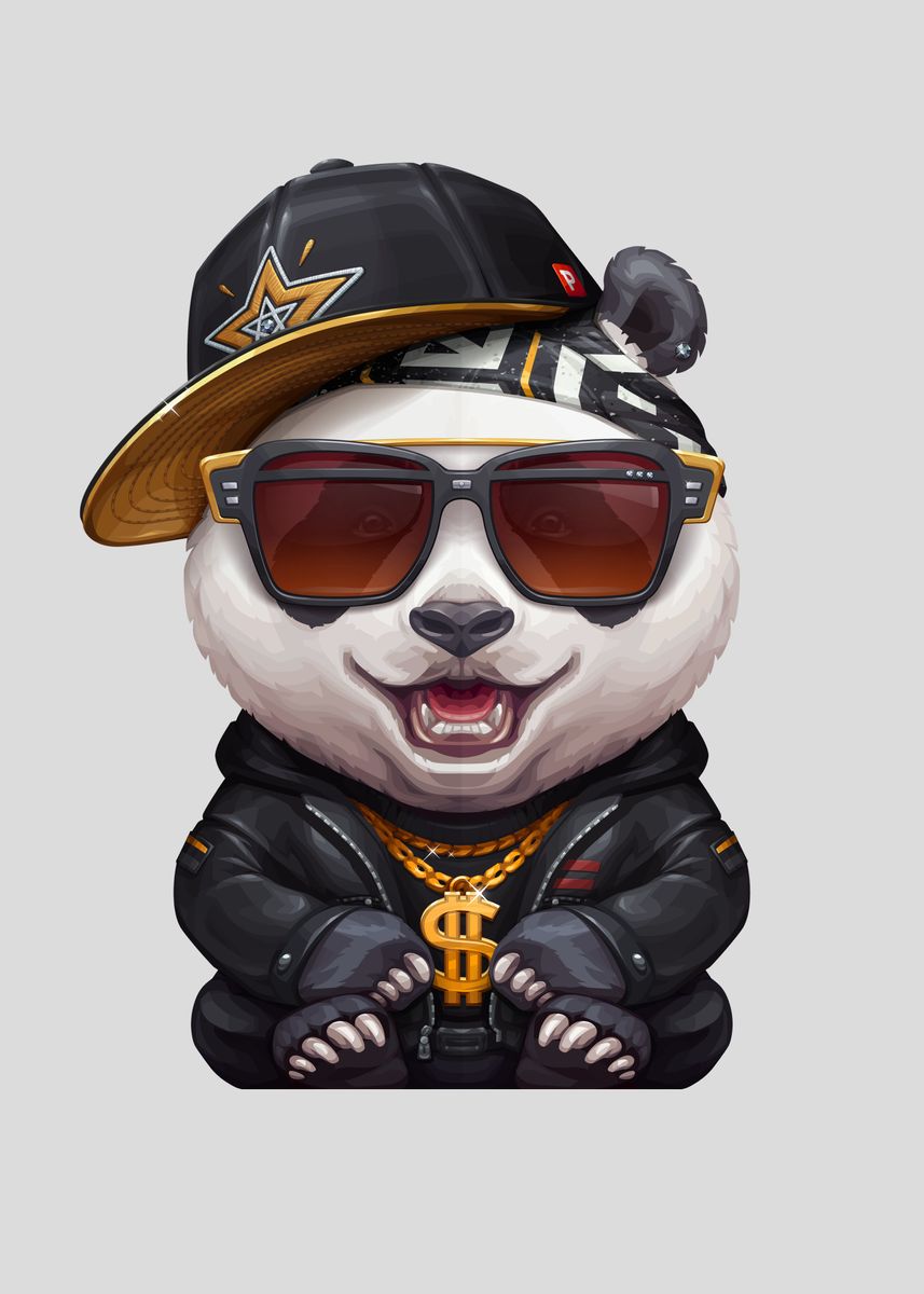 'Panda Hip Hop Super Star' Poster, picture, metal print, paint by ...