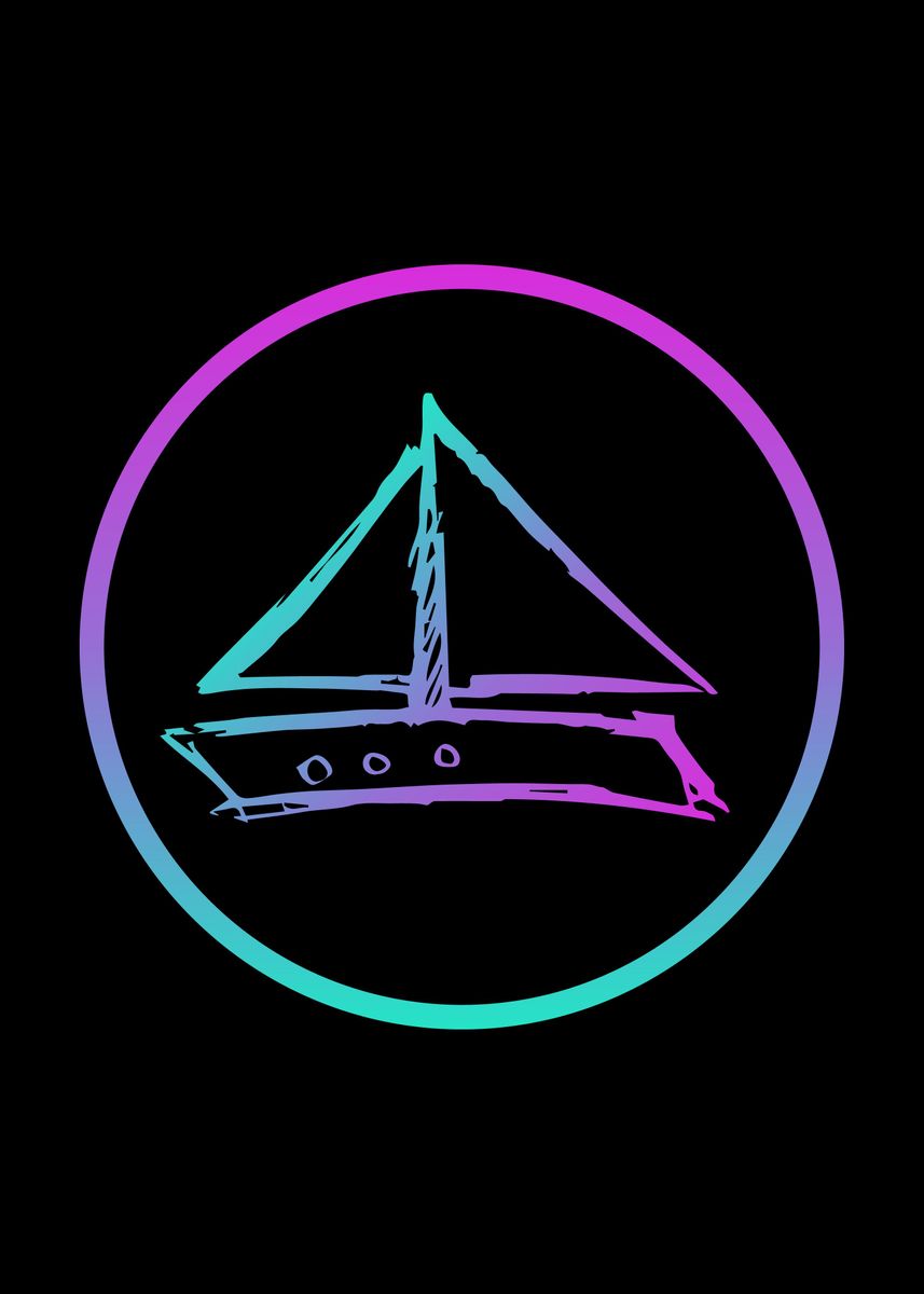 'Neon Ship or Boat 5' Poster, picture, metal print, paint by Maricris M ...